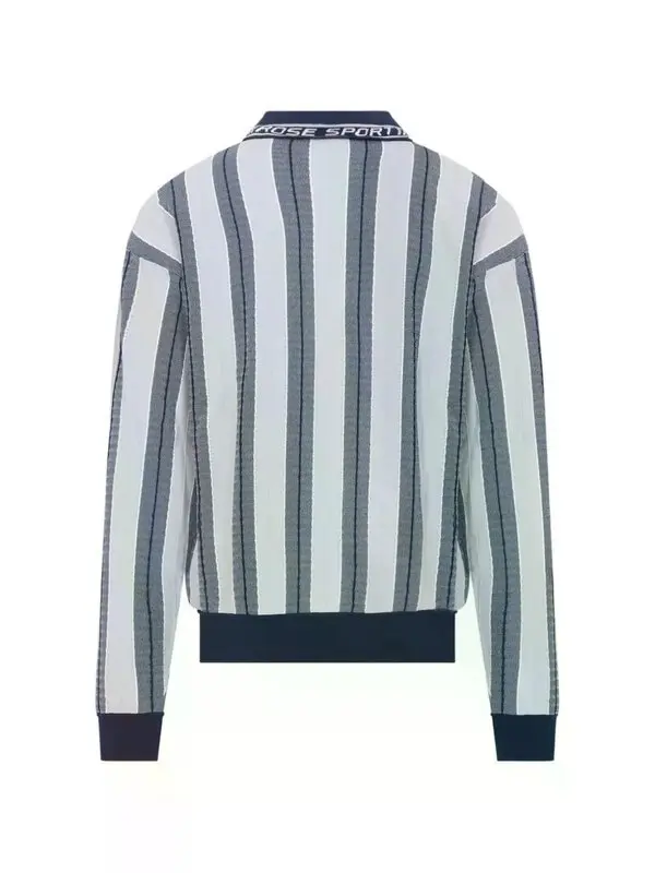 Martine Rose Striped Zip Polo Shirt - Blue