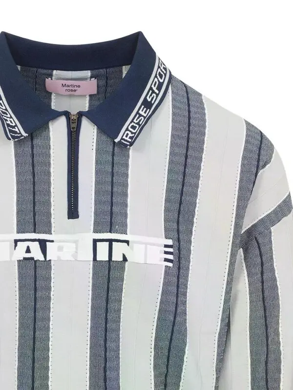 Martine Rose Striped Zip Polo Shirt - Blue