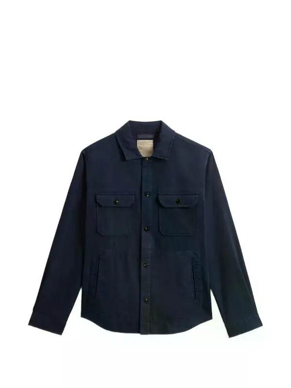 Woolrich Button-down Pockets-details Cotton Shirt Jacket - Blue
