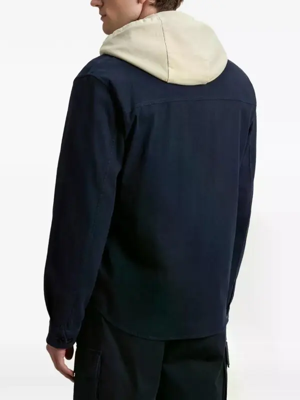 Woolrich Button-down Pockets-details Cotton Shirt Jacket - Blue