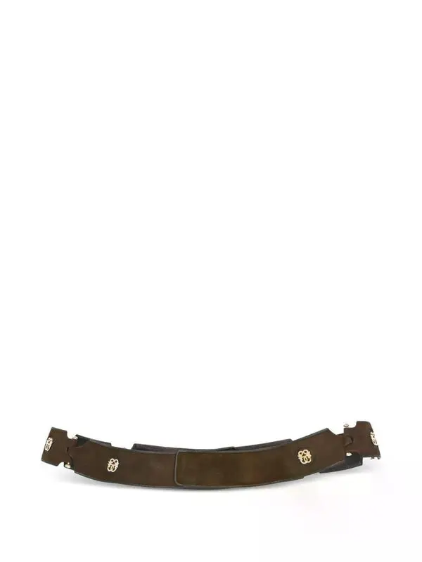 PIROVANO VINTAGE Embellished Suede Belt - Brown