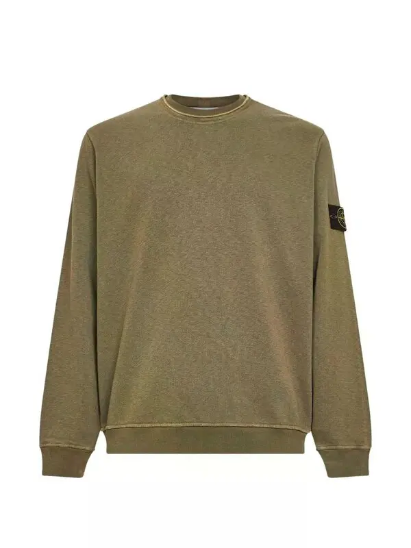 Stone Island Ribbed Logo-patch Sweatshirt - Green