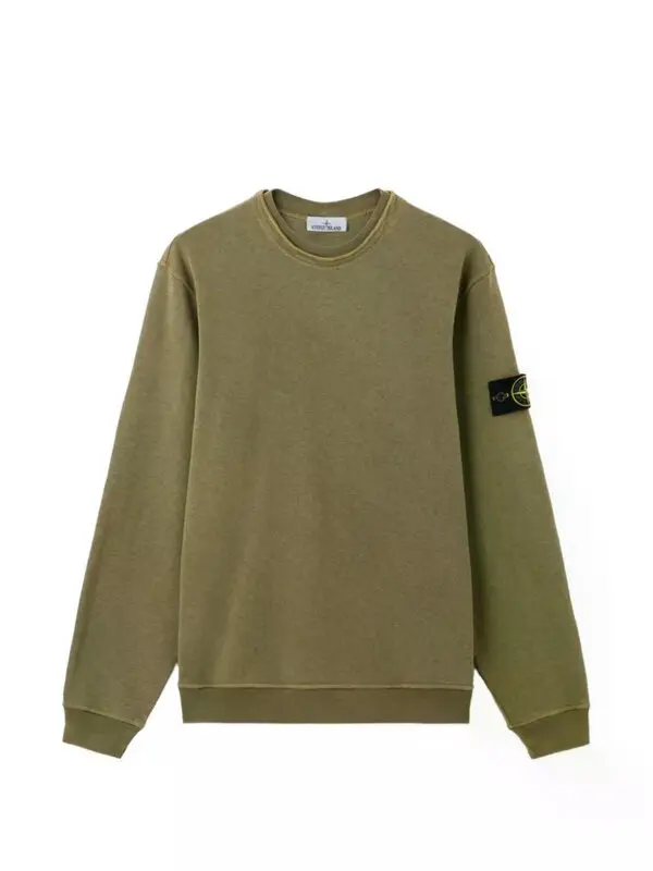Stone Island Ribbed Logo-patch Sweatshirt - Green