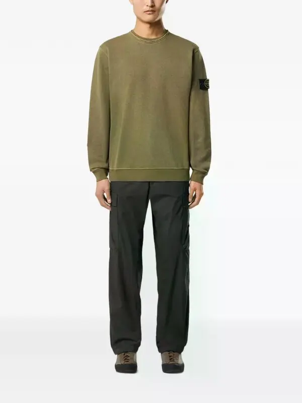 Stone Island Ribbed Logo-patch Sweatshirt - Green