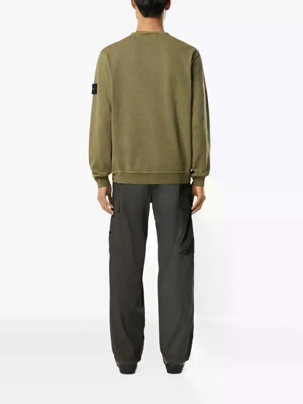 Stone Island Ribbed Logo-patch Sweatshirt - Green