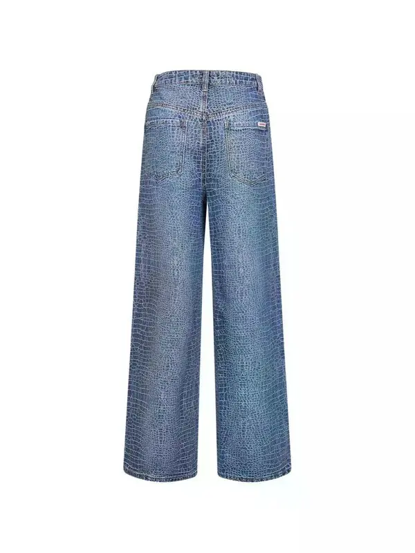SELF-PORTRAIT Croco-effect Rhinestone Jeans