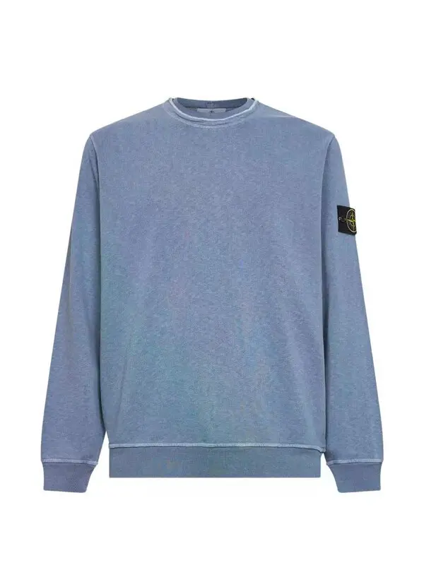 Stone Island Ribbed Sweatshirt With Badge - Blue