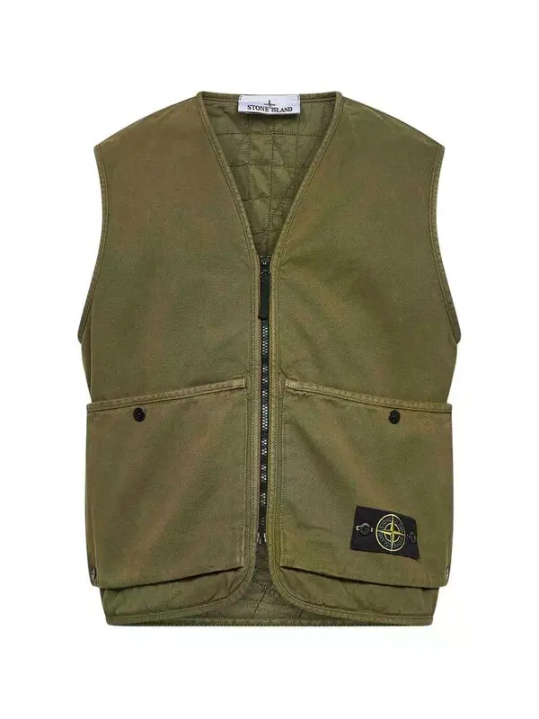 Stone Island V-neck Gilet - Green
