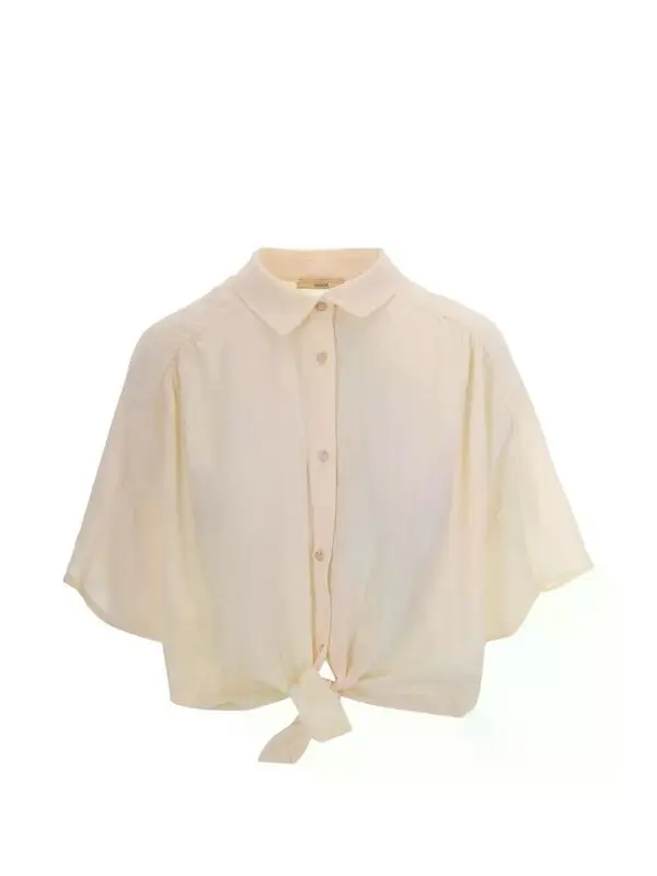 SESSUN Cropped Tie-knot Shirt