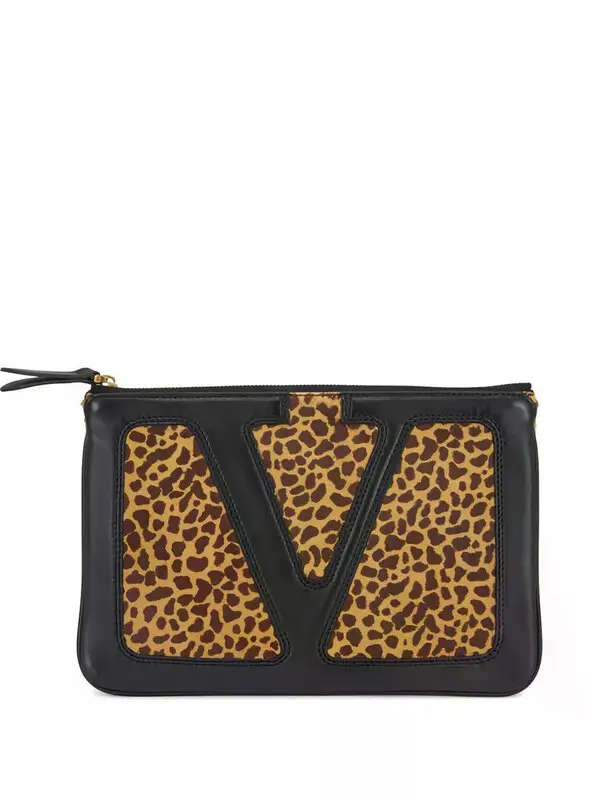 Valentino Garavani Animal-print Clutch - Brown