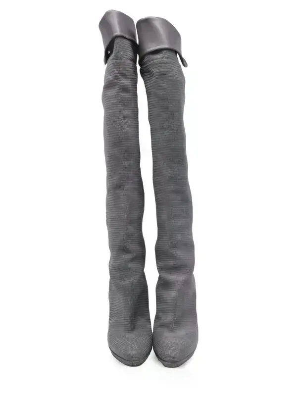 JIMMY CHOO Lizard-embossed Knee-high Boots