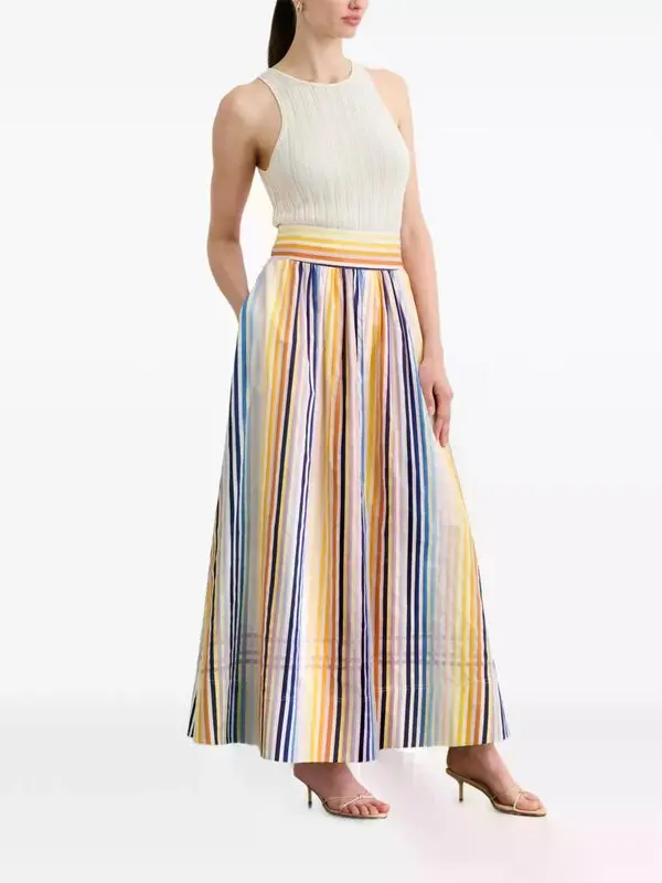 TOCCIN Striped Cotton Midi Skirt