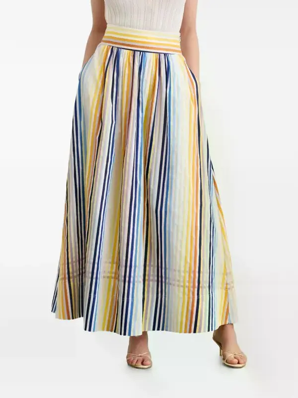 TOCCIN Striped Cotton Midi Skirt
