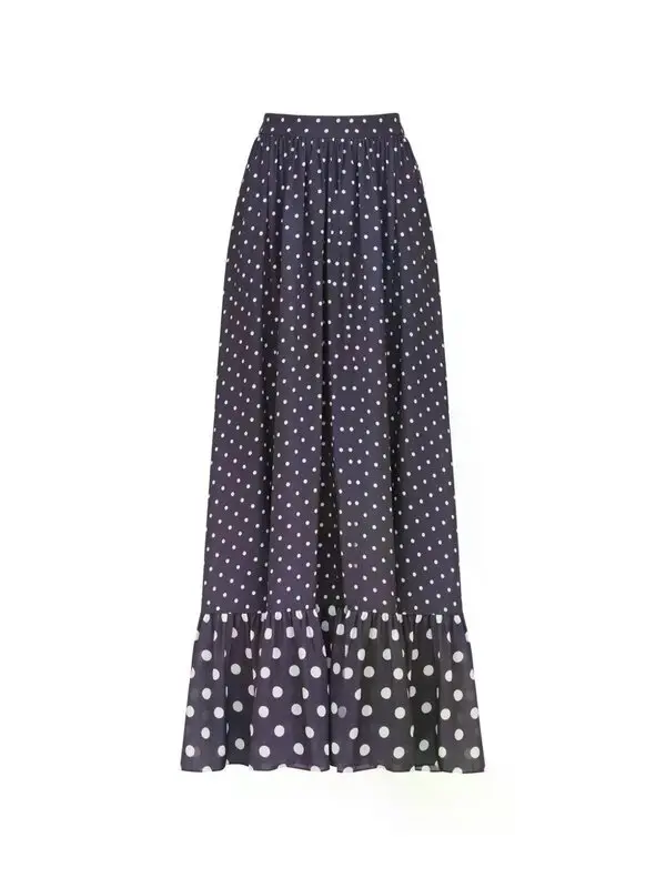 TOCCIN Polka-dot Tiered Maxi Skirt - Blue