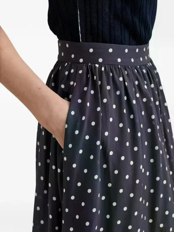 TOCCIN Polka-dot Tiered Maxi Skirt - Blue