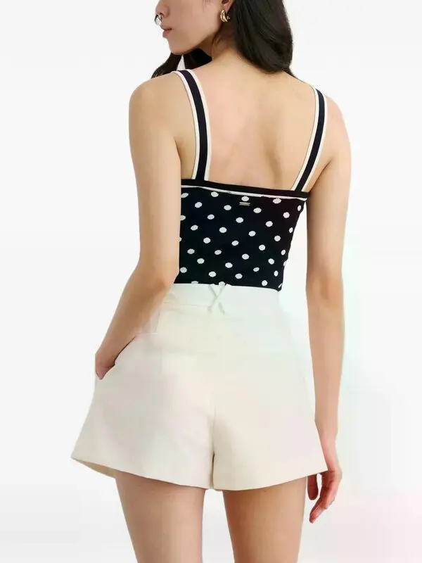 TOCCIN Avalon Polka-dot Knitted Silk Top - Blue