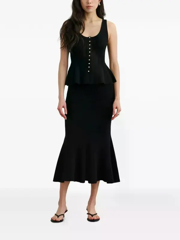 TOCCIN Eden Button-front Tank Top - Black