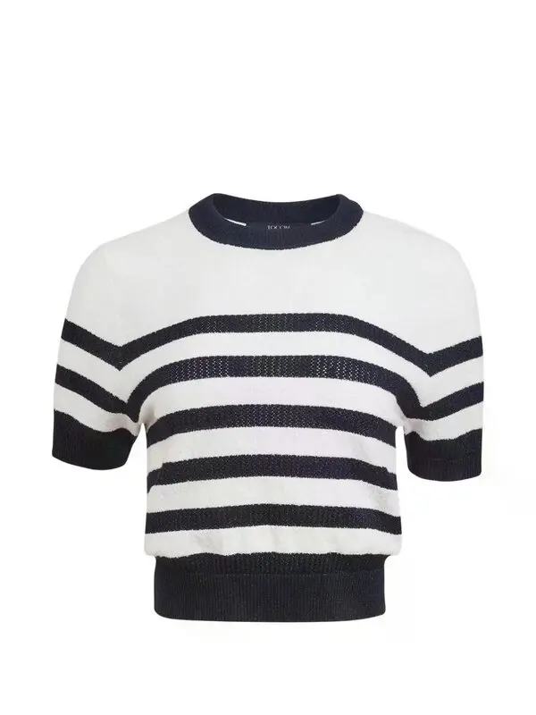TOCCIN Striped Short Sleeve Sweater