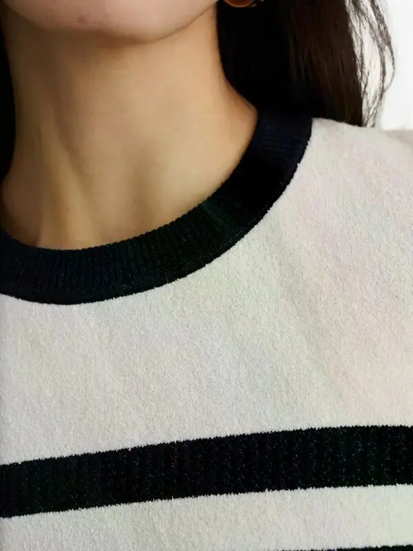 TOCCIN Striped Short Sleeve Sweater