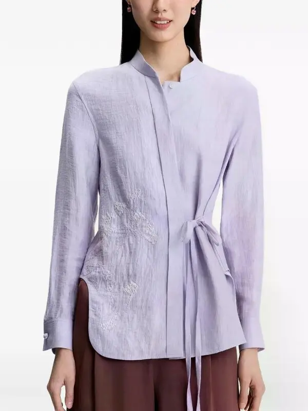 Shanghai Tang Tie-detail Shirt - Purple