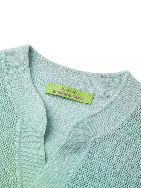 Shanghai Tang Textured Knit V-neck T-shirt