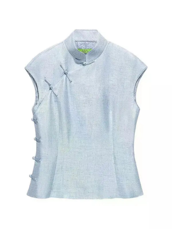 Shanghai Tang Frog-button Sleeveless Blouse