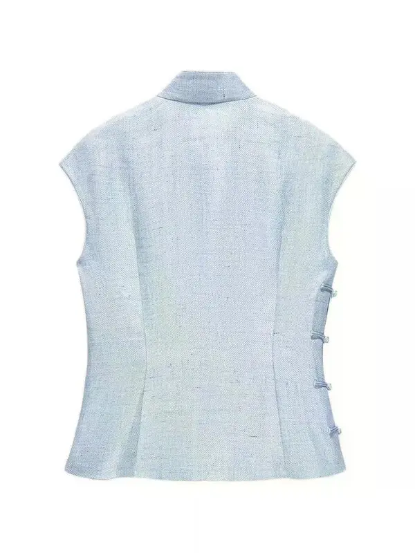 Shanghai Tang Frog-button Sleeveless Blouse