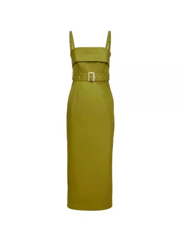 TOCCIN Theodora Belted Midi Dress - Green