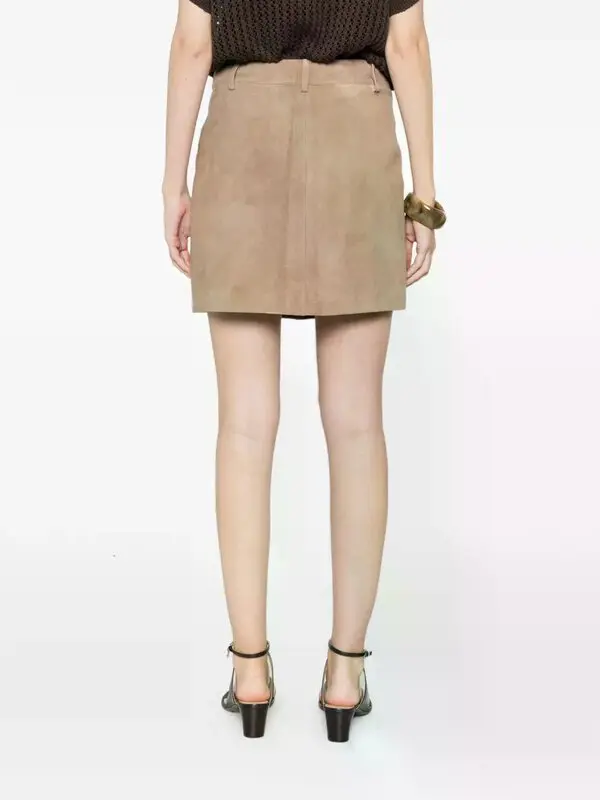 Alpha Studio Suede Mini Skirt - Neutrals