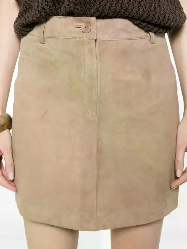 Alpha Studio Suede Mini Skirt - Neutrals