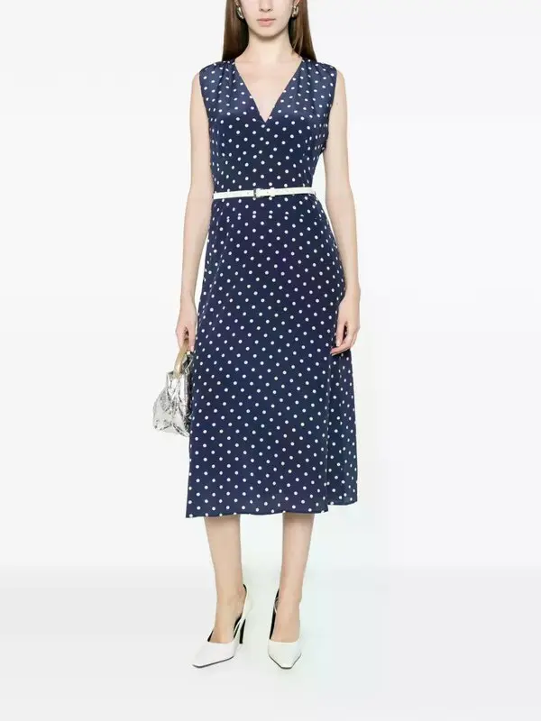 P.a.r.o.s.h Polka-dot Belted Midi Dress
