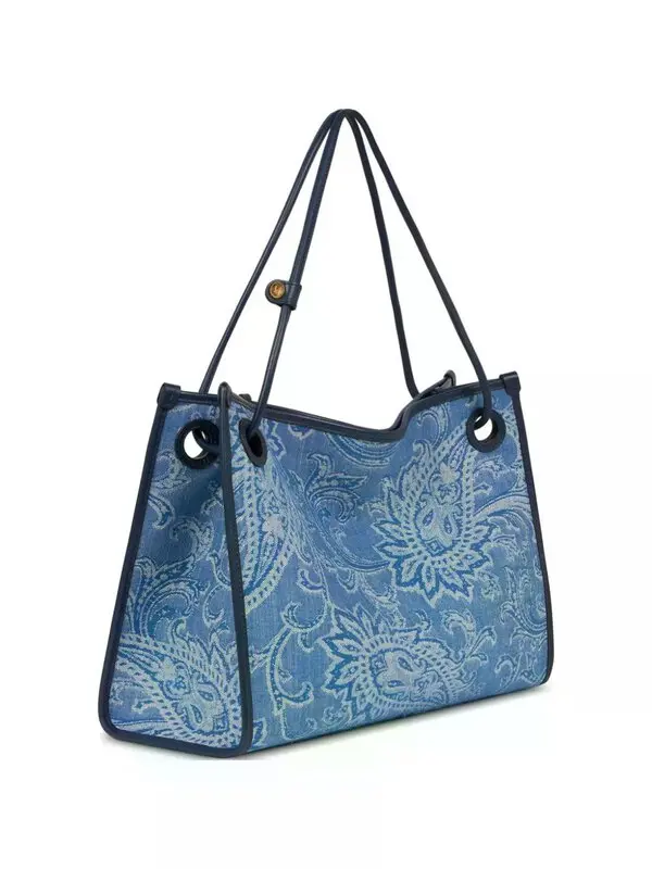 Etro Medium Jacquard Denim Tote Bag - Blue