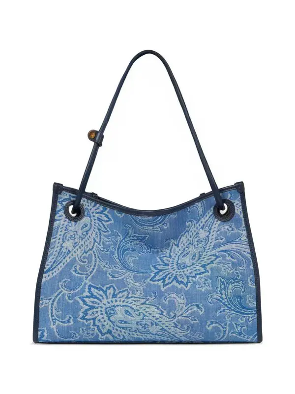 Etro Medium Jacquard Denim Tote Bag - Blue