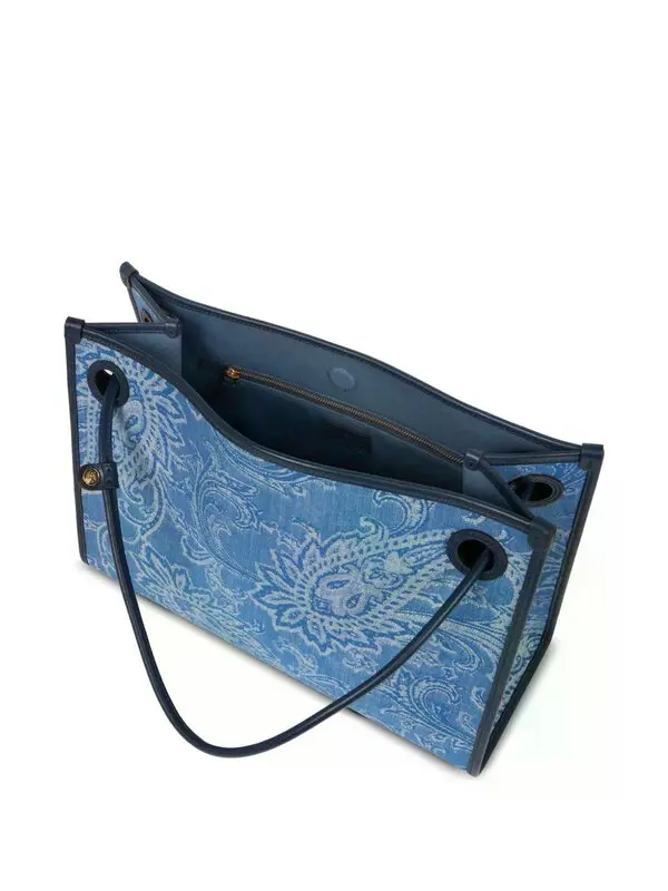 Etro Medium Jacquard Denim Tote Bag - Blue