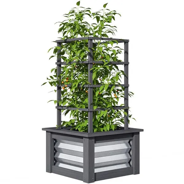 OUTSUNNY Raised With Steel Sides - Gray