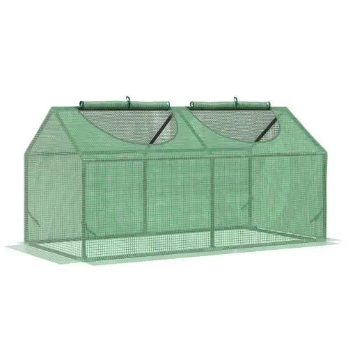 OUTSUNNY Portable Mini Greenhouse With Roll-up Windows - Green
