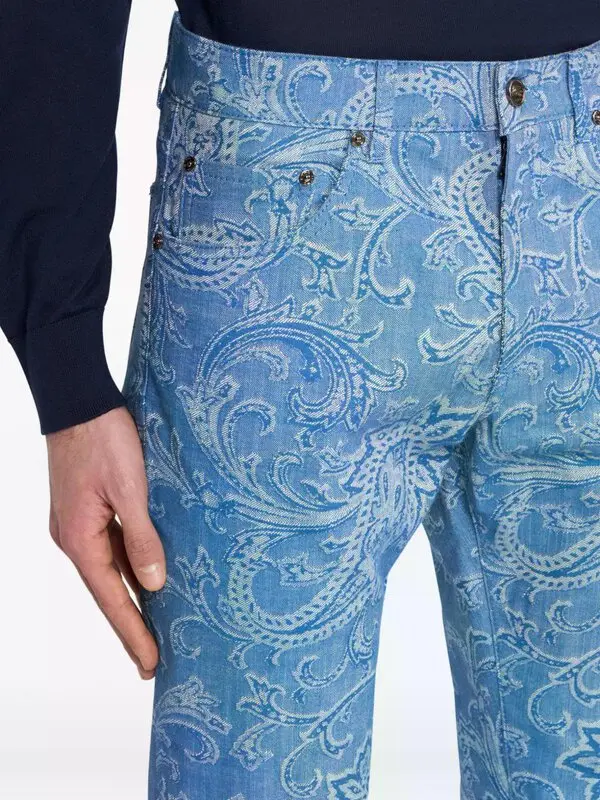 Etro Jacquard Paisley Denim Jeans