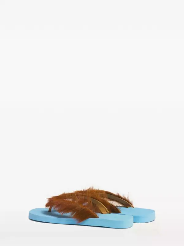 Marni Furry Strap Sandals - Brown