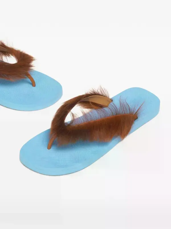 Marni Furry Strap Sandals - Brown