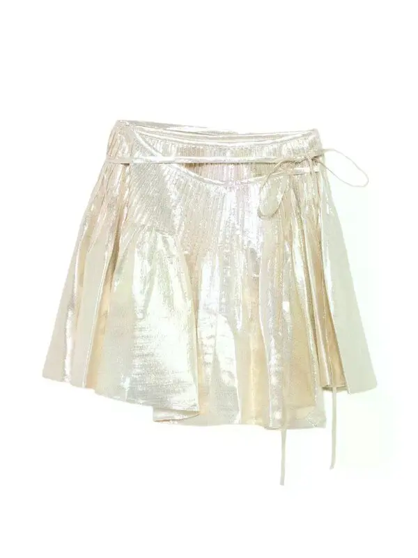 SELF-PORTRAIT Tie-waist Mini Skirt - Gold