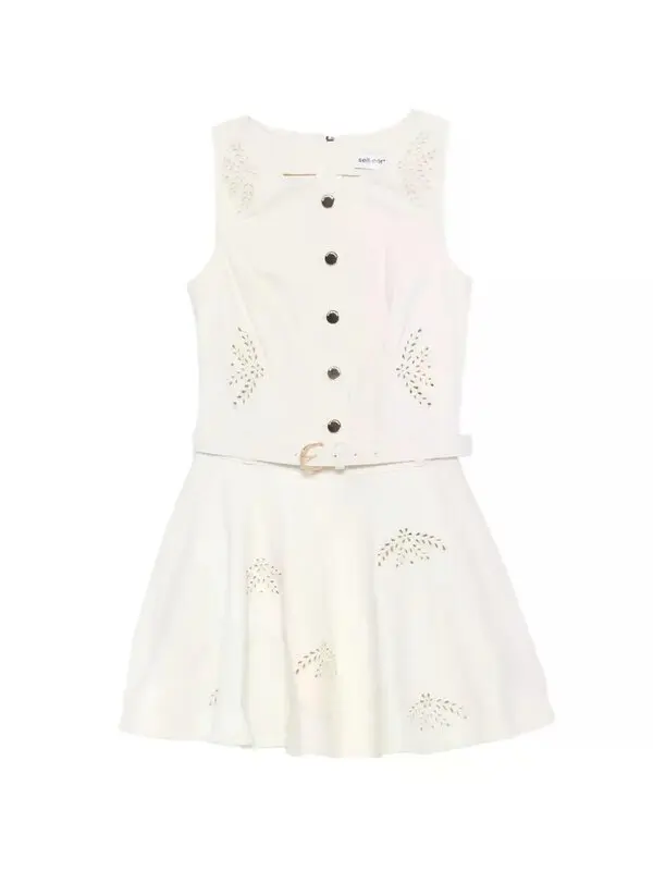 SELF-PORTRAIT Cutout Belted Mini Dress - Neutrals