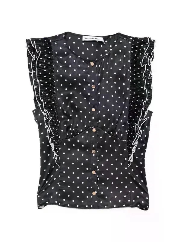 SELF-PORTRAIT Ruffled Polka-dot Top