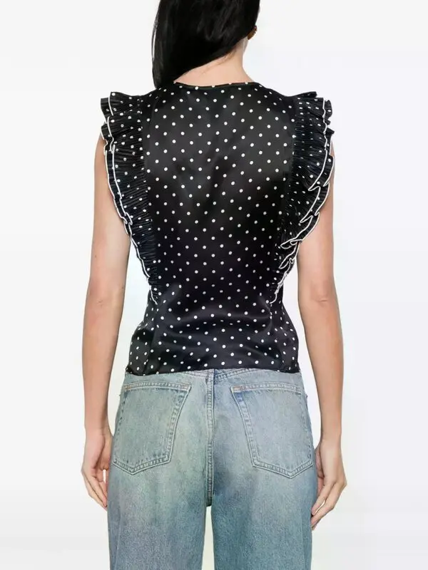 SELF-PORTRAIT Ruffled Polka-dot Top