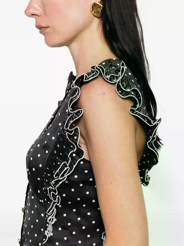 SELF-PORTRAIT Ruffled Polka-dot Top