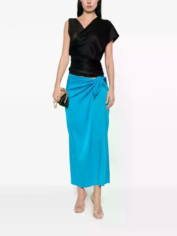 NOUVELLE SILK95FIVE High-waisted Midi Skirt - Blue