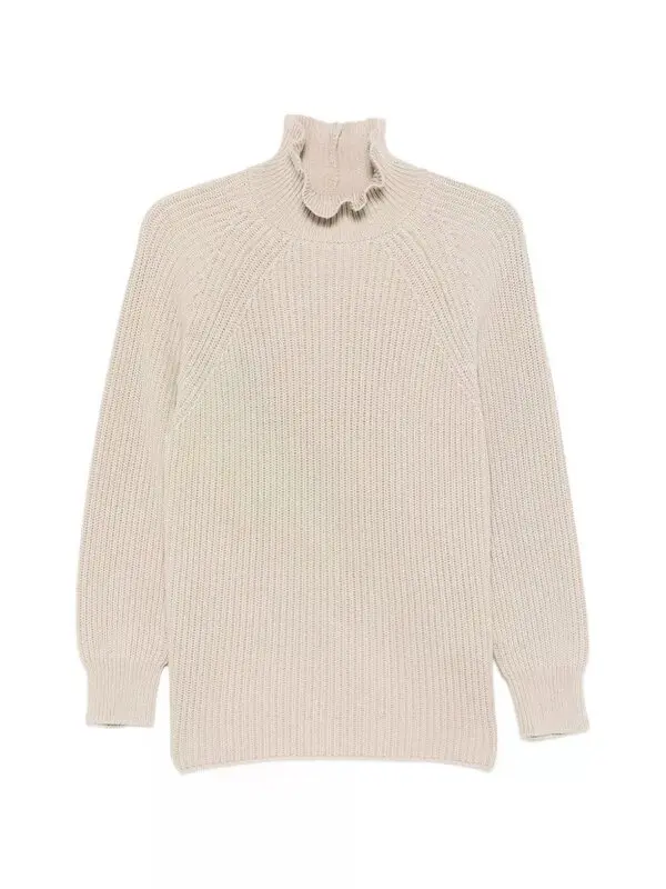 Max Mara Ruffled Cotton Sweater - Neutrals