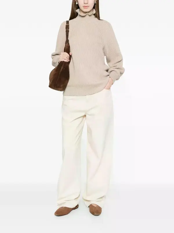 Max Mara Ruffled Cotton Sweater - Neutrals