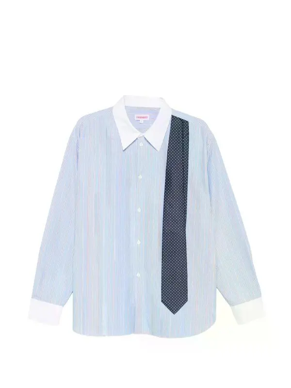 CHARLES JEFFREY Striped Tie Shirt - Blue