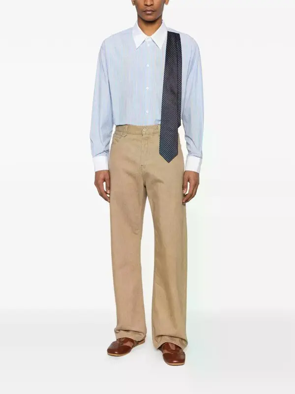 CHARLES JEFFREY Striped Tie Shirt - Blue