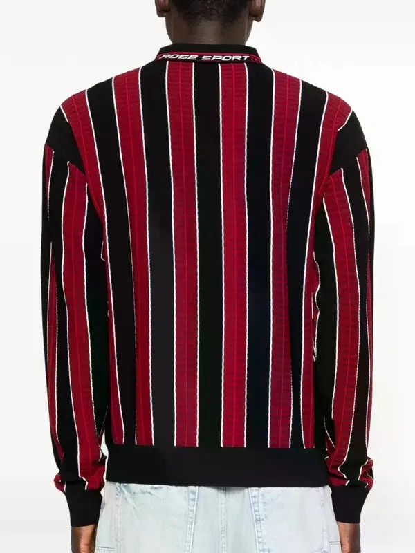 Martine Rose Striped Zip Polo Shirt - Black